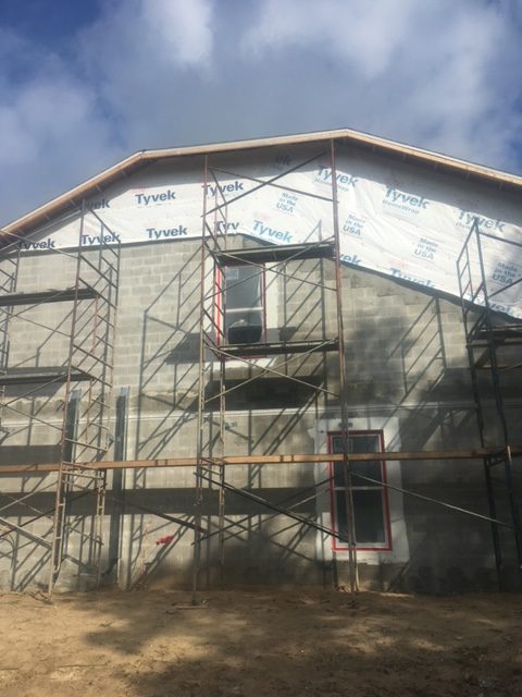 Scaffolding on a Big Job – Artisan Stucco Stone and Plaster, Inc